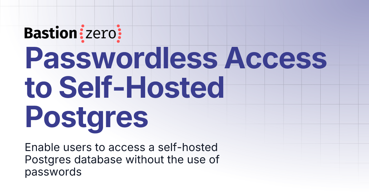 Passwordless Access To Self Hosted Postgres Product Docs